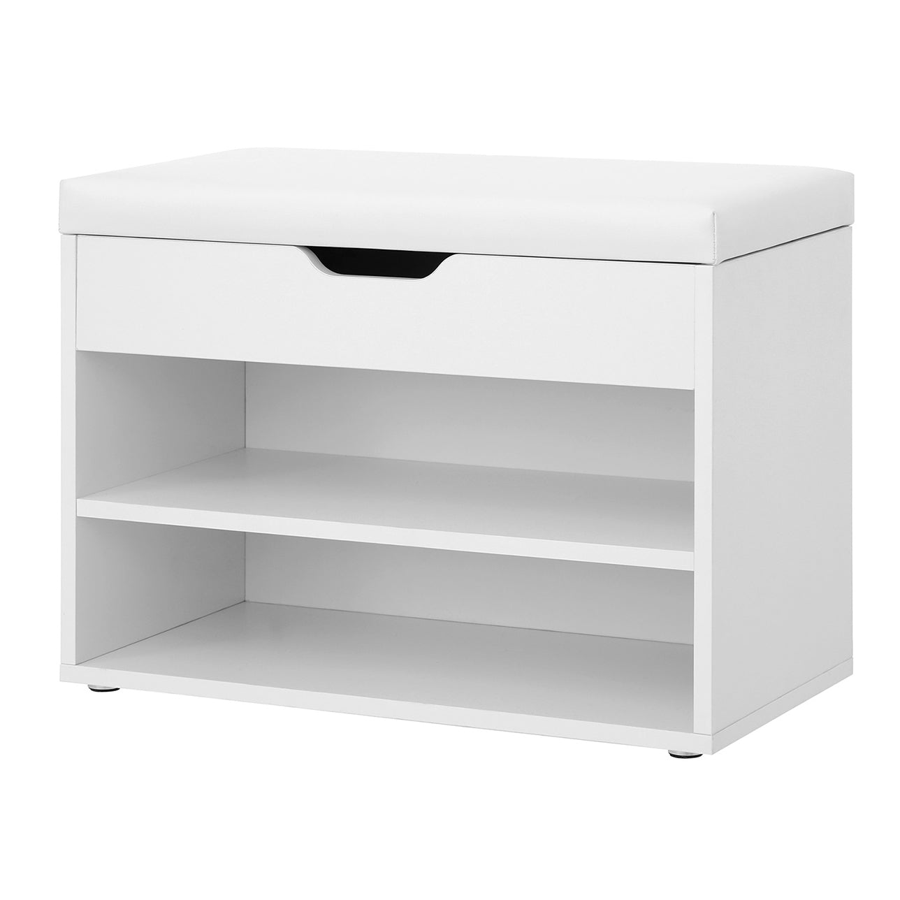 Botník so sklopným polstrovaným sedadlom, 60 x 30 x 44 cm, biely ...