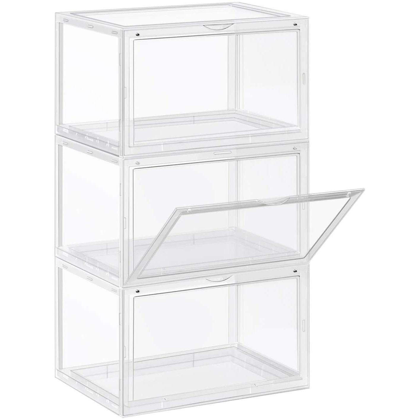 Box na topánky, 3 stohovateľné organizéry na topánky, transparentný ...