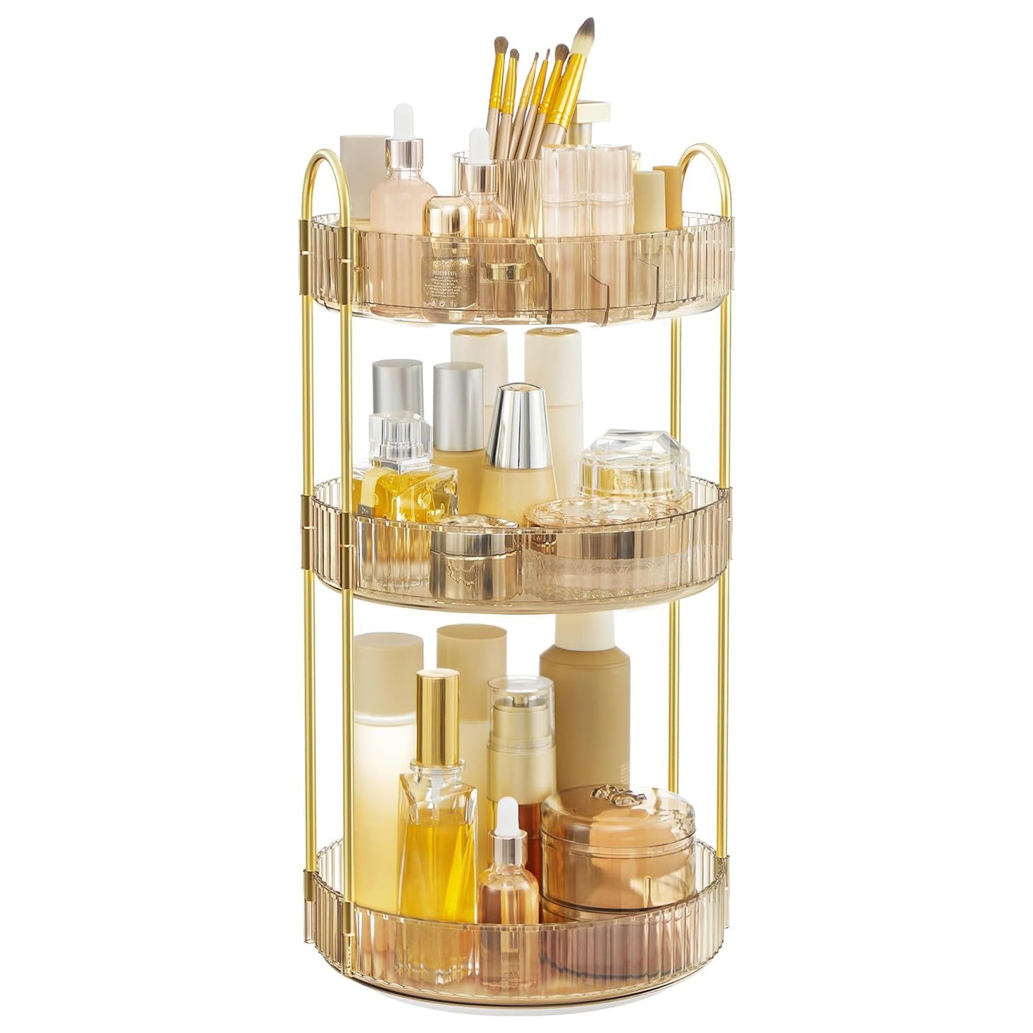 Organizér na make-up, 3-úrovňový okrúhly otočný organizér na starostli ...