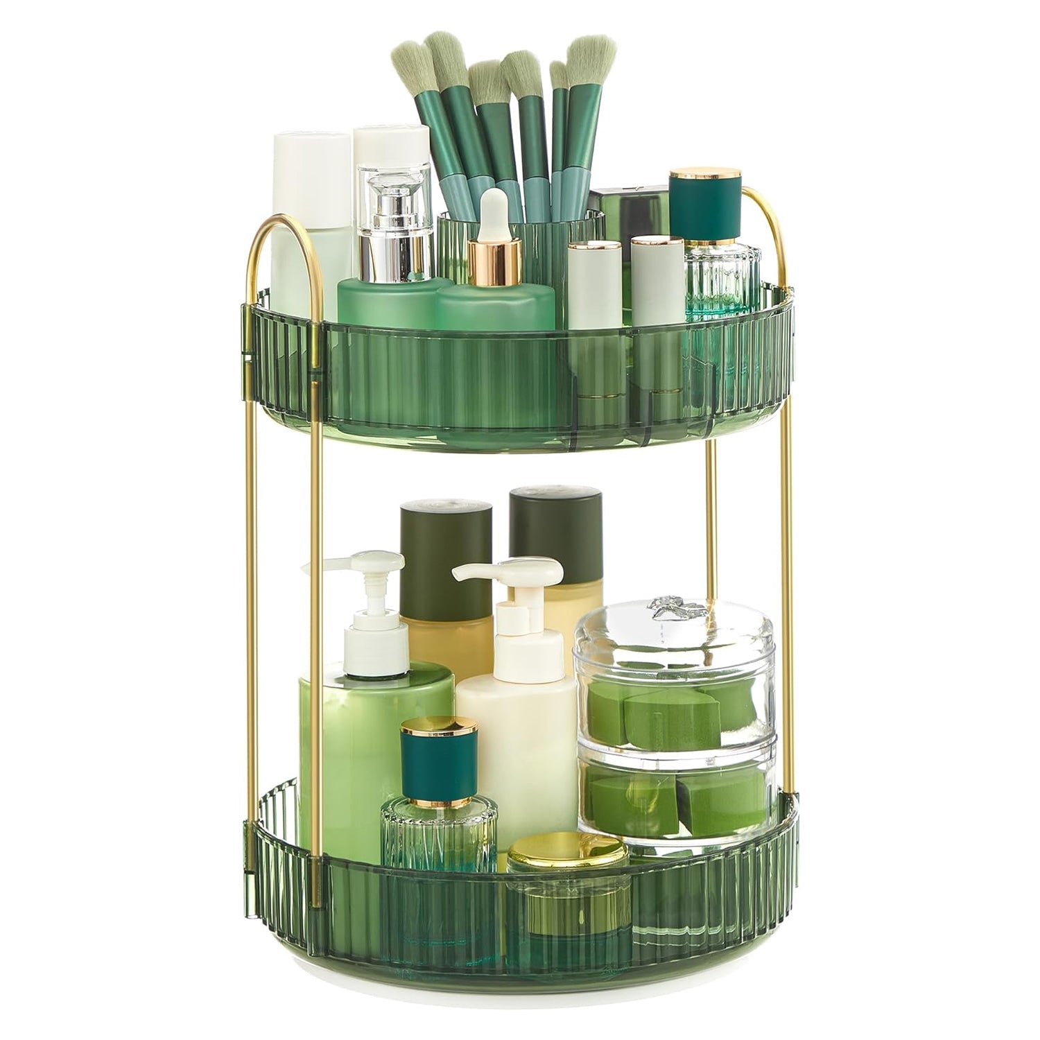 Organizér na make-up otočný, 2-vrstvový okrúhly organizér na kozmetiku ...