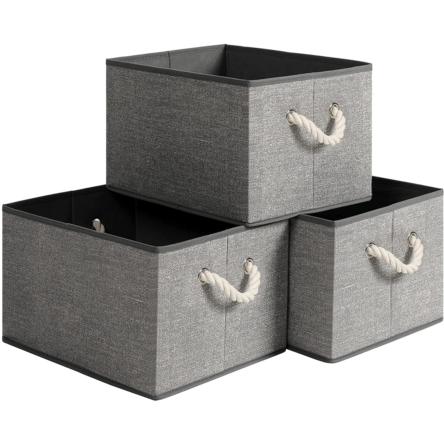 Skladacie úložné boxy 3 ks, s rúčkami, sivé – Vashome.sk