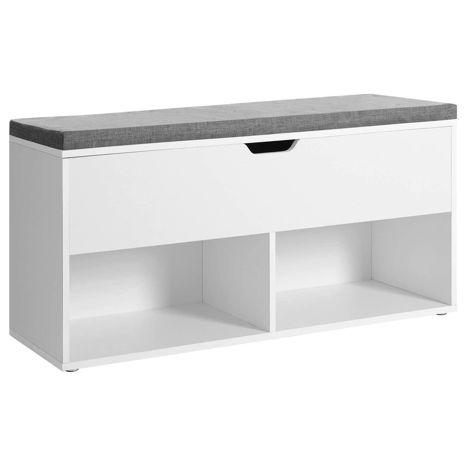 Úložná lavica s čalúneným sedákom, 100 x 48 x 30 cm, biela | – Vashome.sk